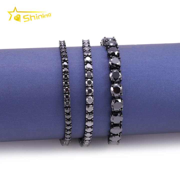 GRA Certificate Double Safety Clasp Hip Hop 925 Silver Black Moissanite ...