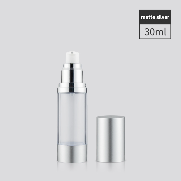 Matte Bright Silver Cosmetic Vacuum Cream Serum Container Bottle 30ml ...