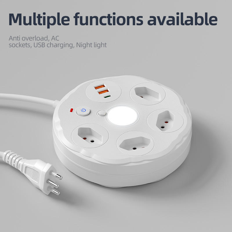 European Multi Device Extension Socket 5 Outlet Power Strip 2500W 4 USB ...