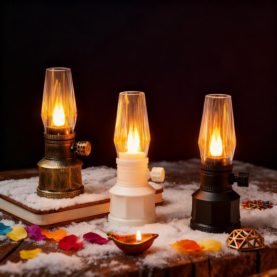 Retro Kerosene Lamps Diwali Festival Plastic Ambient Night Light Home ...