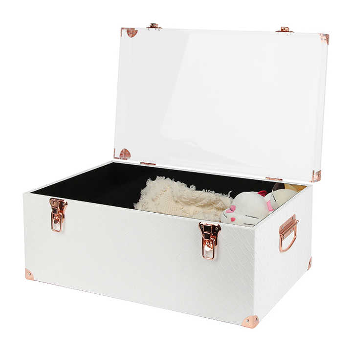 White Leather Storage Trunk with Acrylic Lid Aclilic Trunk Box| Alibaba.com