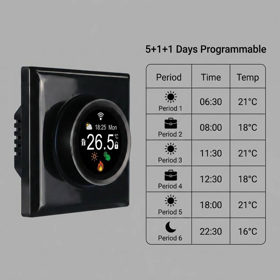Smart Tuya WiFi 1.28inch TFT Knob Thermostat for Electric Heating 3A ...