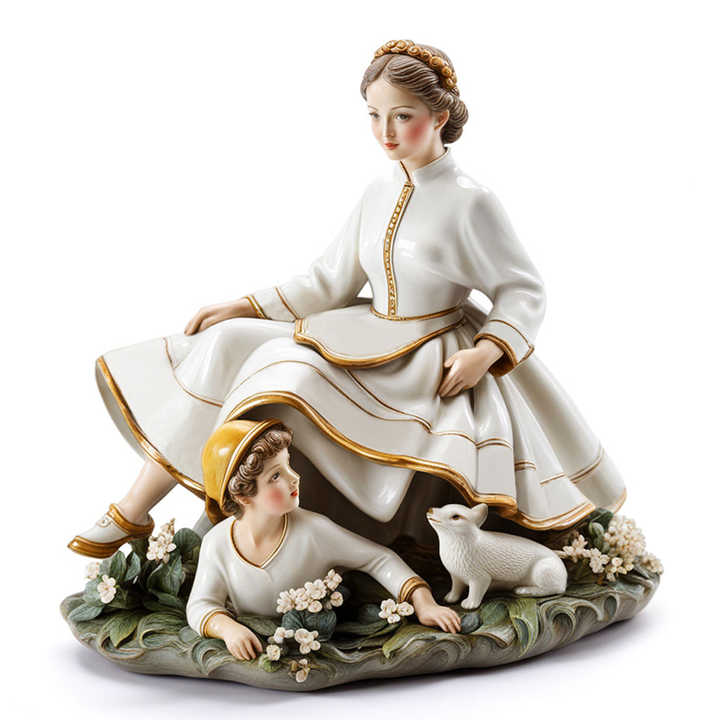 OEM Handmade Ceramic Lady with Child Home Decor Statue Custom Exquisite ...