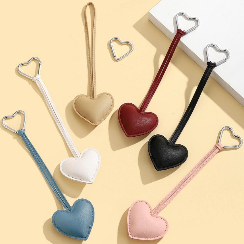 Pu Leather Cotton Filling Heart Keychain Fashion Bags Pendants Charms ...
