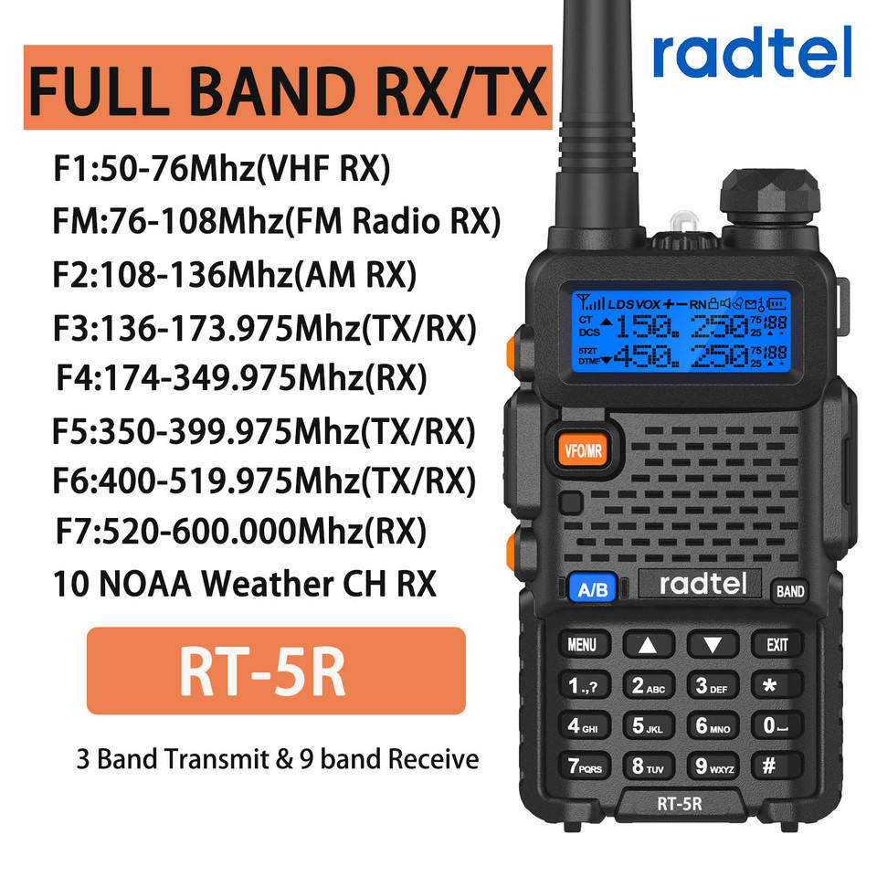 Radtel RT-5R Full Band Portable AM FM Walkie Talkie 5km Range