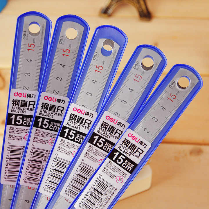 Deli 8461 Office Steel Ruler 15cm Scale Stainless Steel Straight Ruler ...