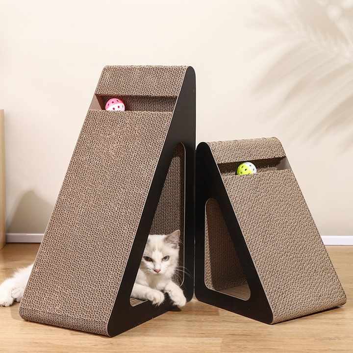 Vertical Corrugated Paper Cat Scratching Board Triangle Cat Scratcher ...