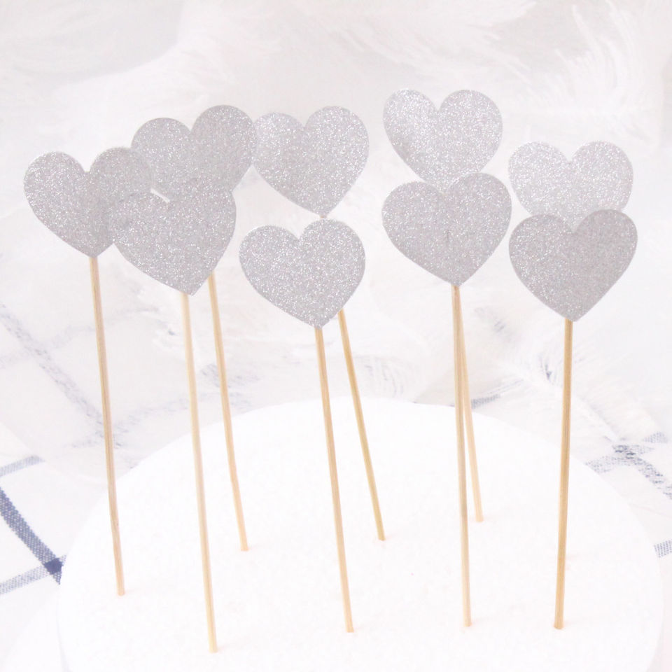 Cute Cake Toppers with Golden Glitter and Plastic Party Decorations for ...