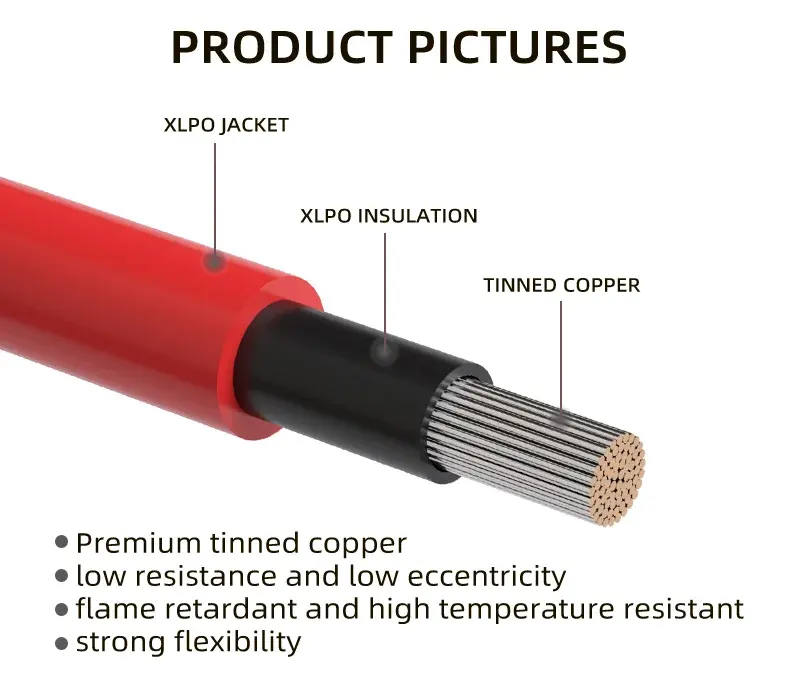 Red/Black CPR CCA/TC/CU Solar Cable 4mm/6mm/10mm Ad8 6mm2 Pv Cable ...