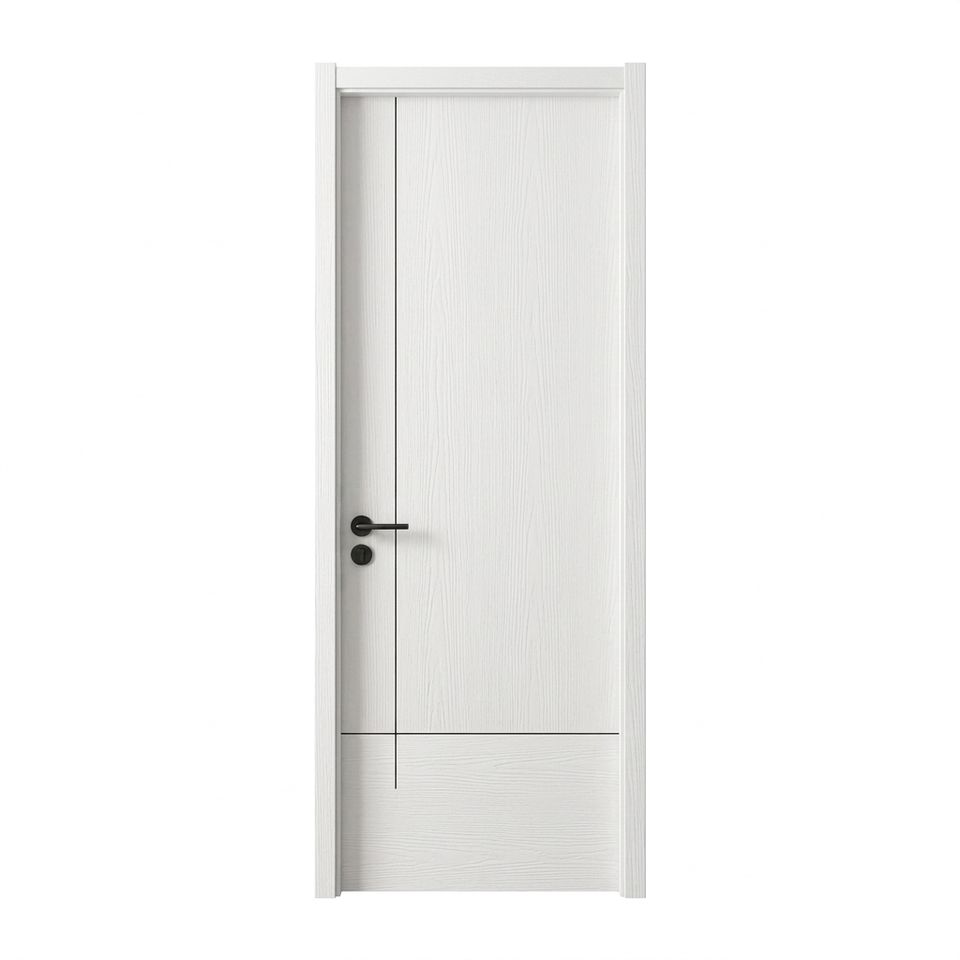 Modern White Wood Grain PVC Door Waterproof Interior Bedroom Door Flush ...