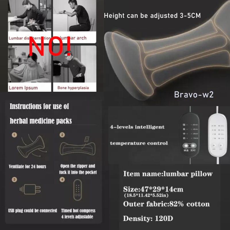 Patented Adjustable Bed Back Rest Heated Pillow Lumbar Support Pillow
