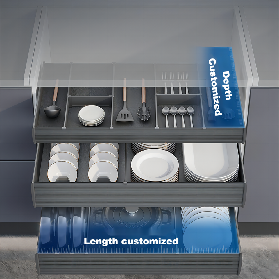 Goldmine 3-Tier Modular Aluminum Adjustable Kitchen Drawer Organizer ...