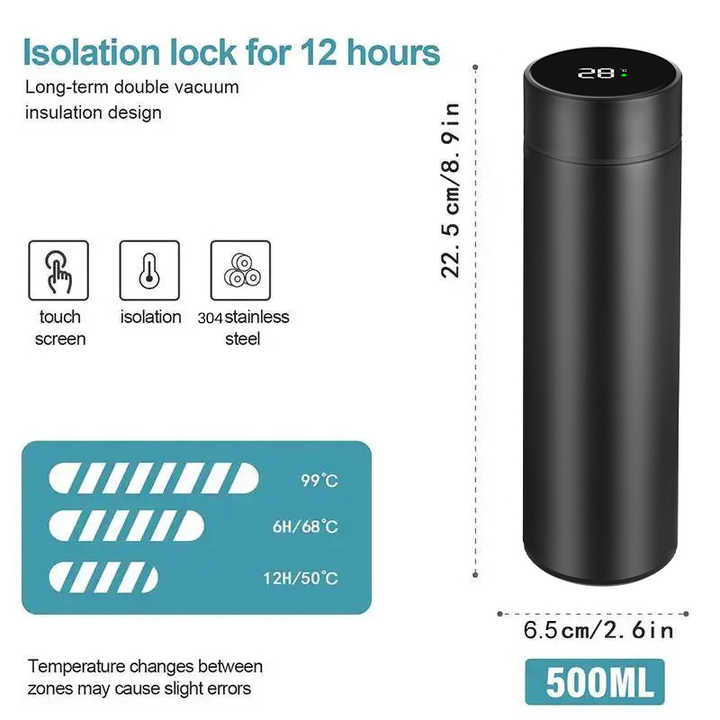 Wholesale 500ml 16oz Smart Thermos with Temperature Display Stainless ...