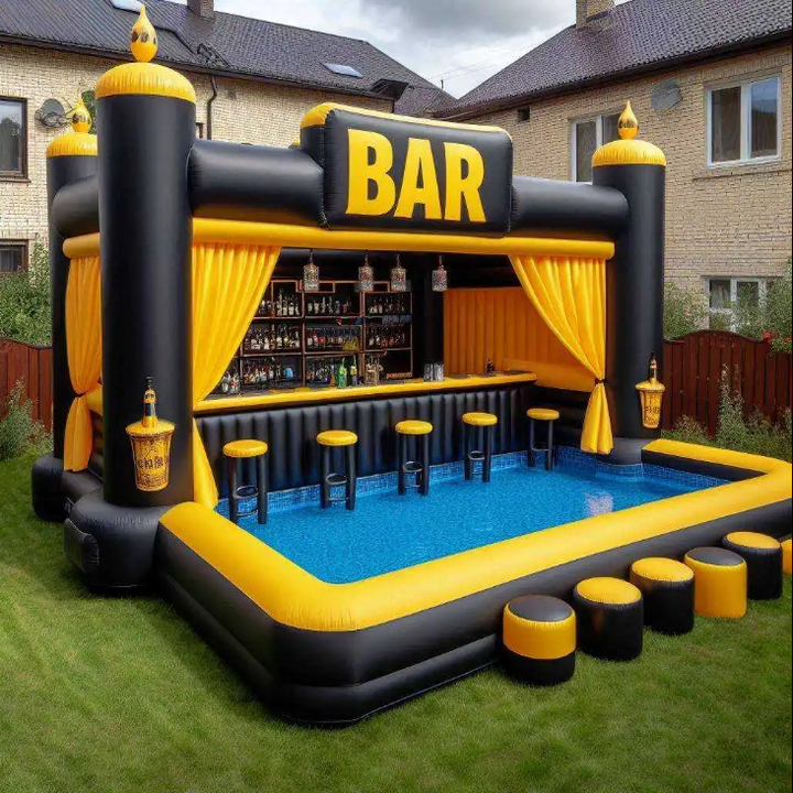 Pop Design Outdoor Inflatable Floating Bar With Bouncy Tent Houses ...