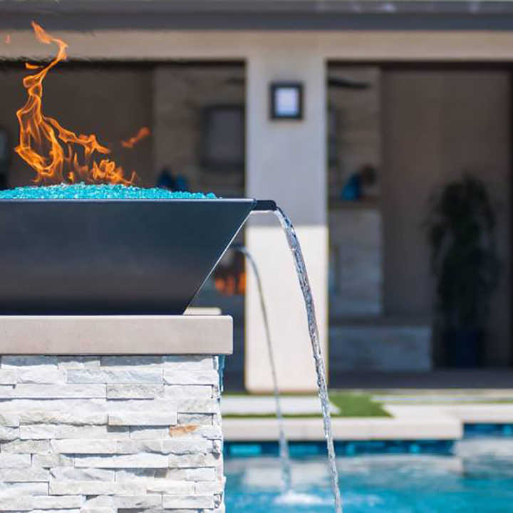 Fire Pit Pool Waterfall - Durable Corten Steel Design