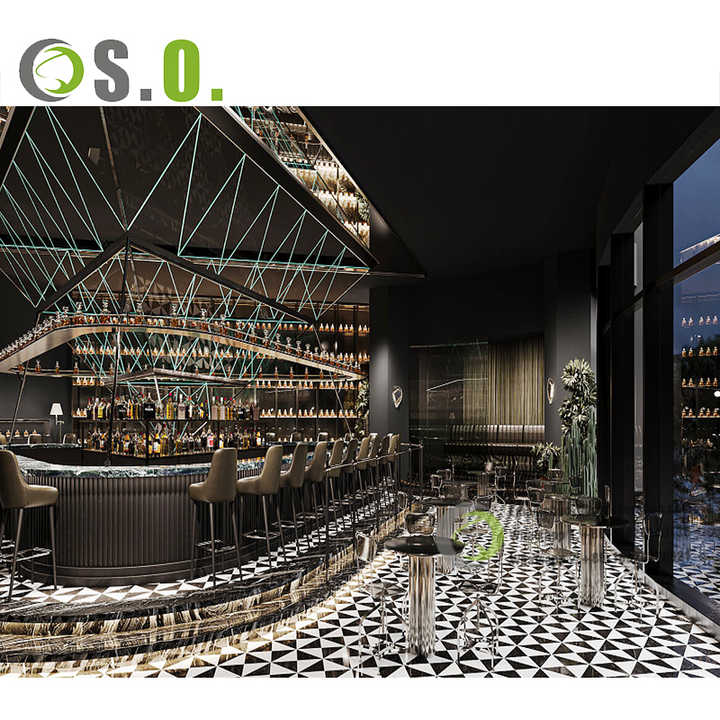 Modern Bar Counter Design Best Lighted L Shape White Marble Commercial ...