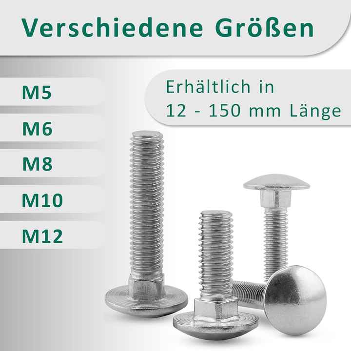 M8 X 100 mm DIN 603 Stainless Steel A2/V2A Full Thread Bolts Pack 25 ...