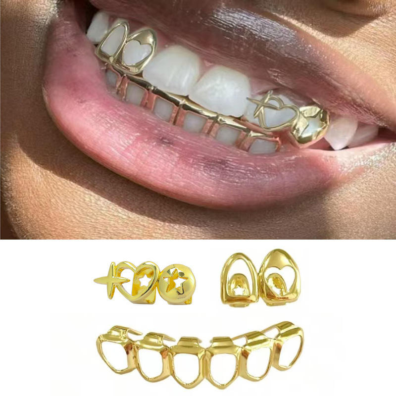 Planet and Heart-shaped Design Copper Dental Decoration, Unisex Hip-hop ...