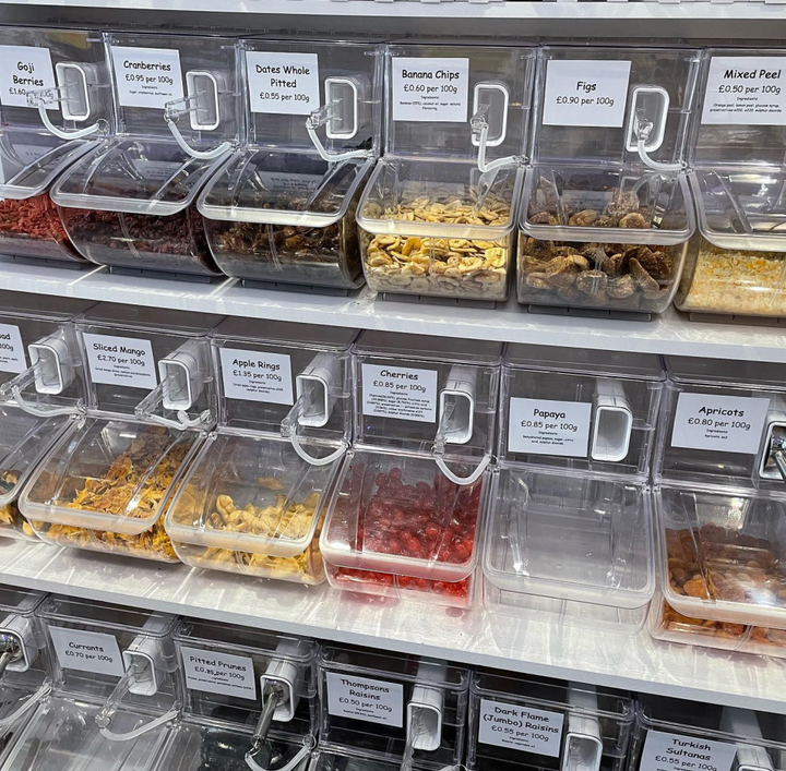 ECOBOX Grain Nuts Container with Scoop - Clear Bulk Food Bins for Shops