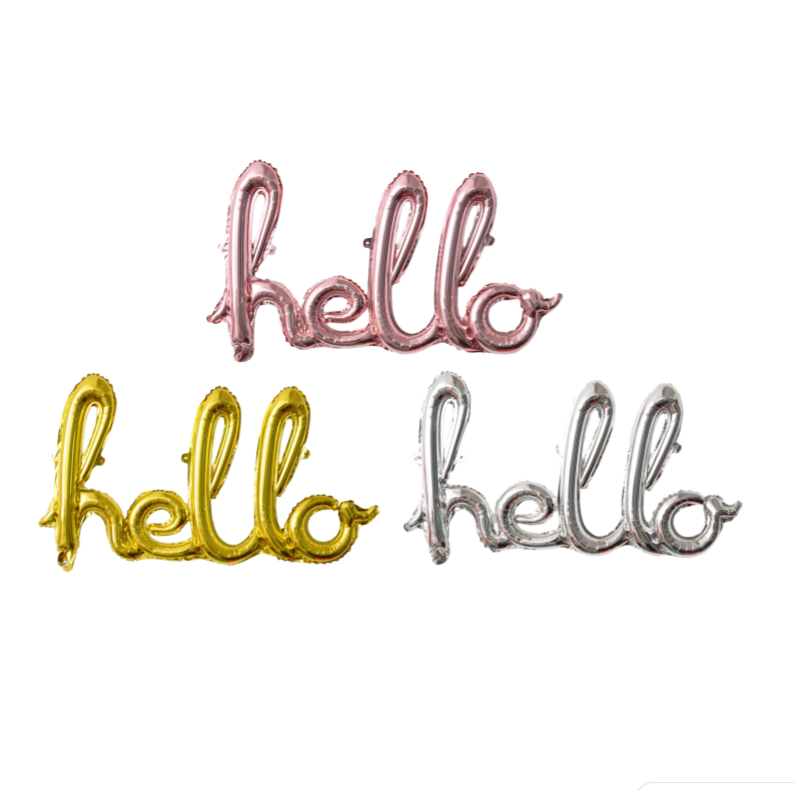 Hello Cursive Letter Foil Balloon Gold Silver Rose Gold Curved Alphabet ...