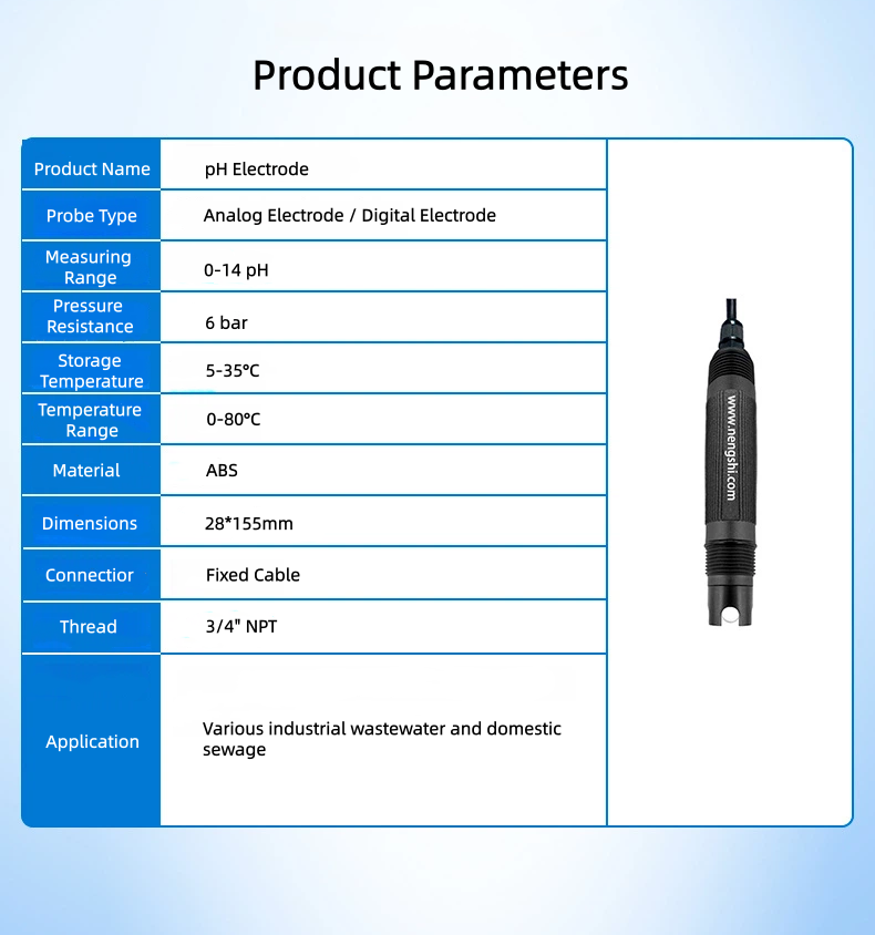 Nengshi Fouling-Resistant Digital pH Sensor / pH Electrode / pH Probe RS485 High Stability Long ...