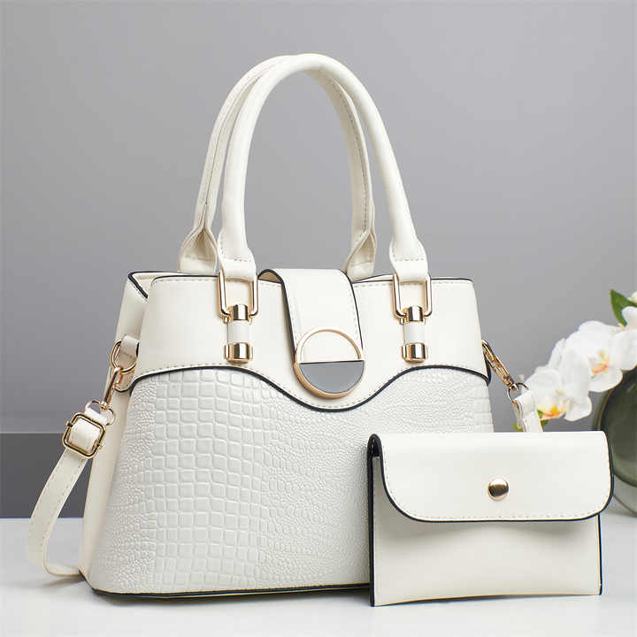Glossy PU Leather 2 Pieces in 1 Set Totes Hand Bags for Women Purses ...