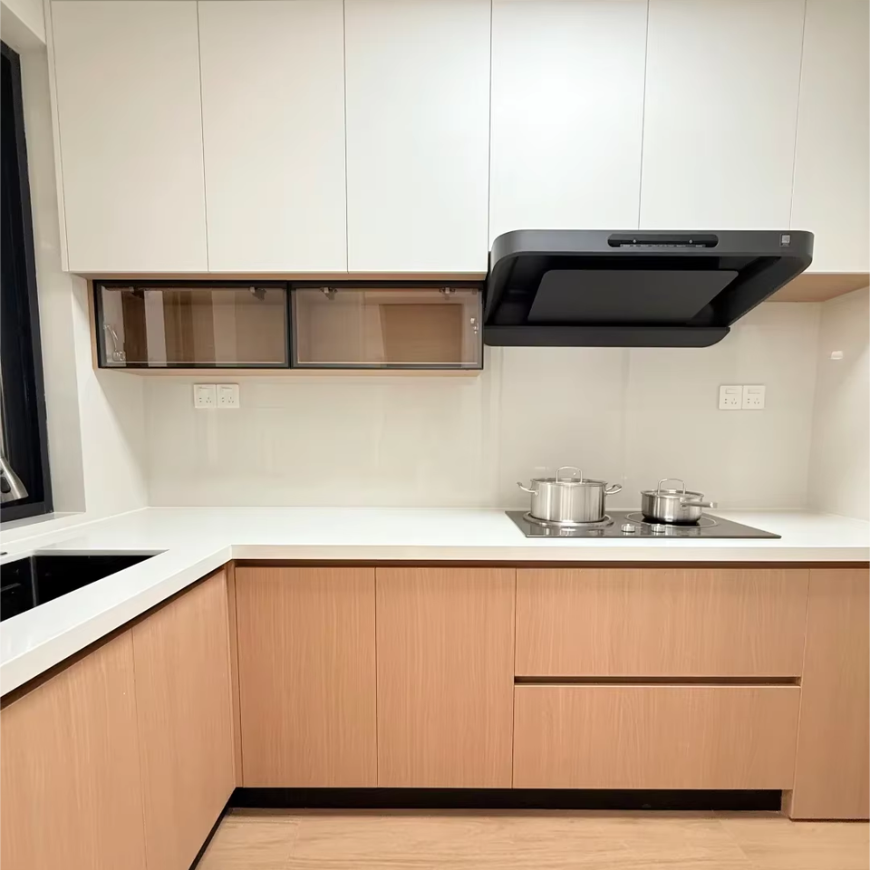 Modular Kitchen Cabinet Set Modern Solid Wood Handles Hinges Storage ...