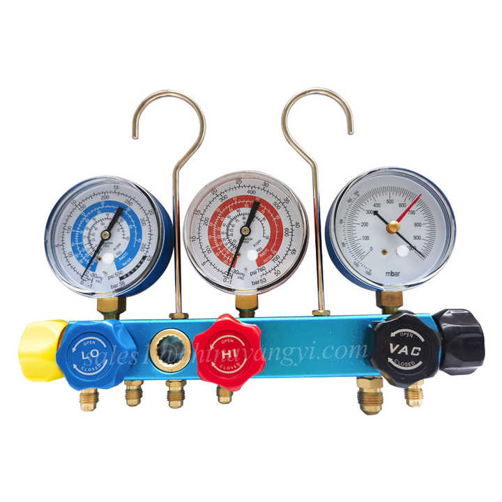 5 Valve Refrigerant Manifold Gauge 80mm Pressure Gauge R410A R134A R22 ...