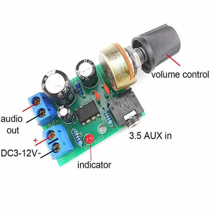 LM386 10W Audio Amplifier Board Mono 3.5mm DC 3-12V Volume Control Mini ...