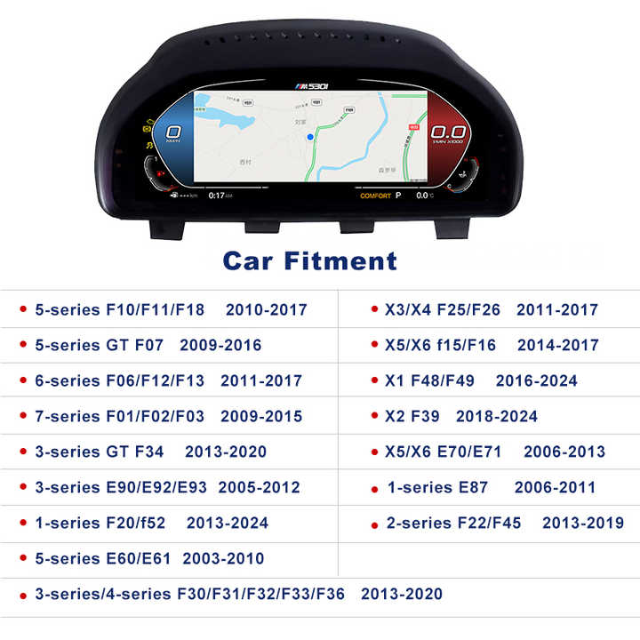 Digital Cluster Speed Meter Odometer Screen for BMW 5 Series