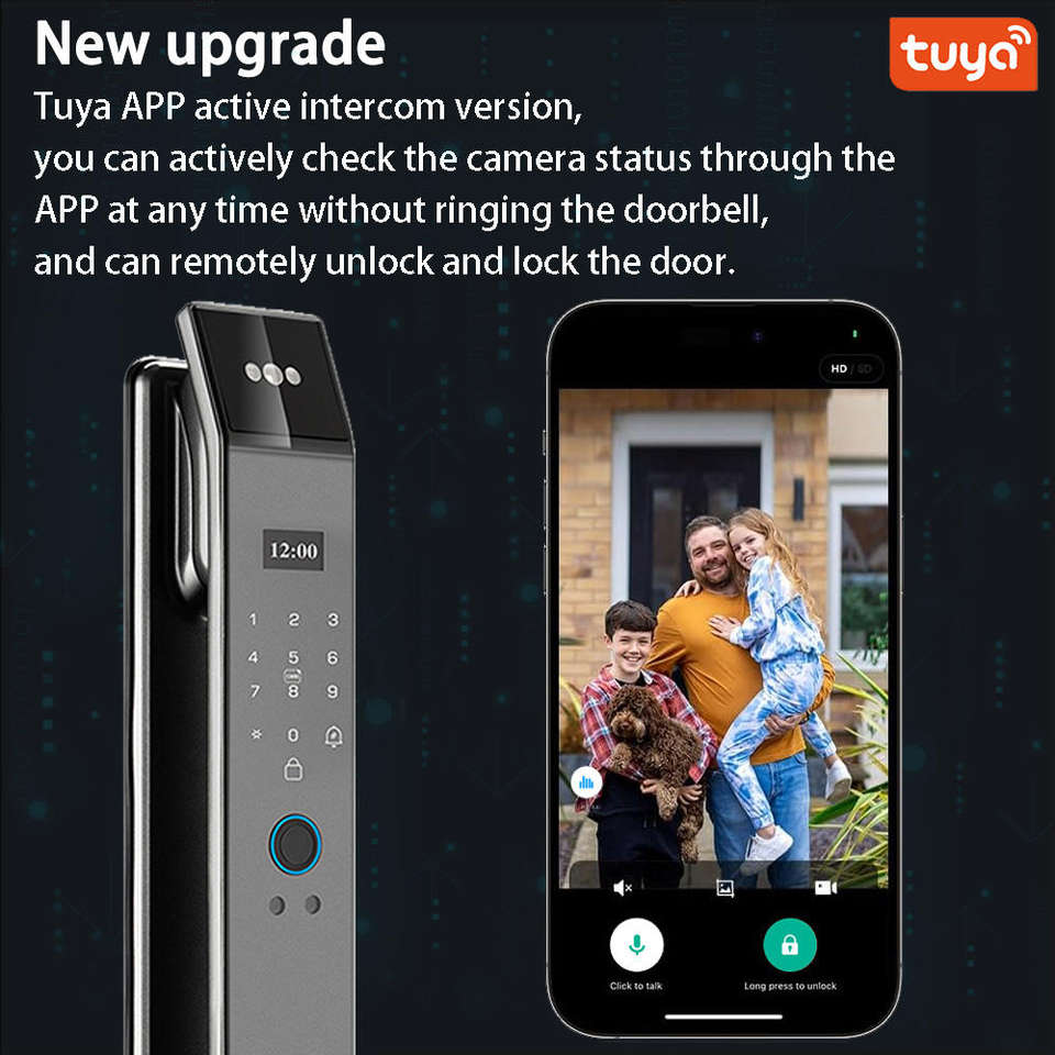 TYSH 3D Face & Fingerprint Smart Lock - Wi-Fi Tuya App, Two-Way Voice ...
