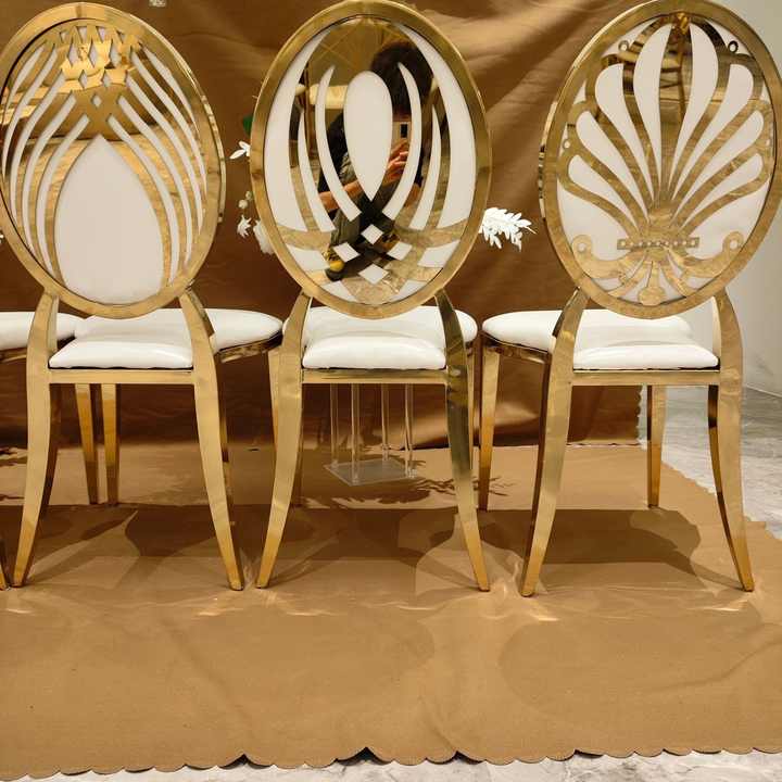 Modern Luxury High Back Wedding Chair Gold Stainless Steel Wedding ...