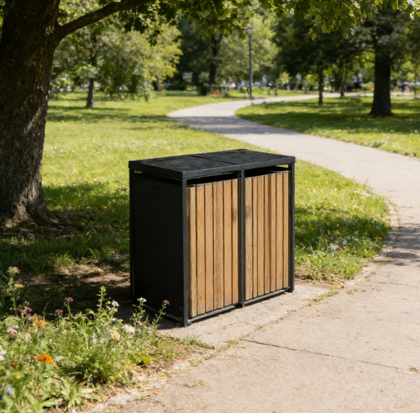 Outdoor Large Galvanized Steel Trash Can Shelter Metal Wheelie Bin ...