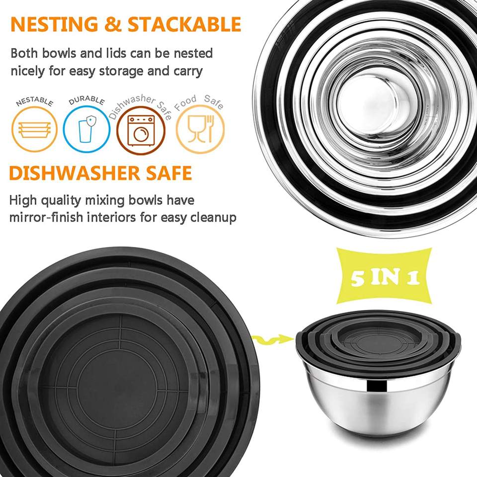Modern Home Use Eco-Friendly Salad Bowl Set Factory Supply Stainless ...