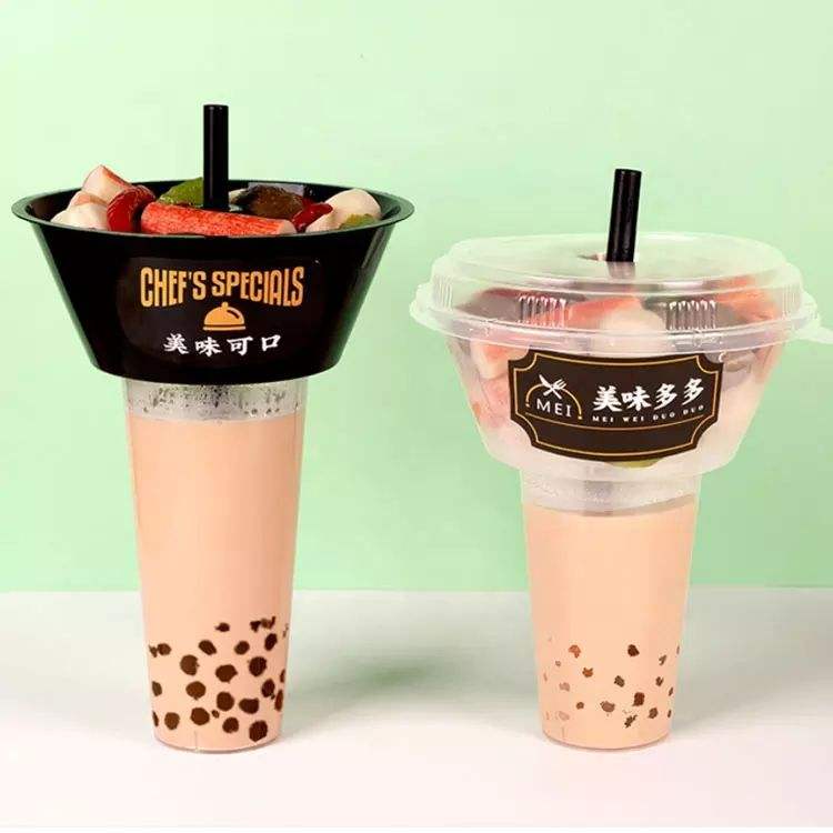 12oz 16oz 24oz PP Disposable Cups with Snack Tray for Hot Pot