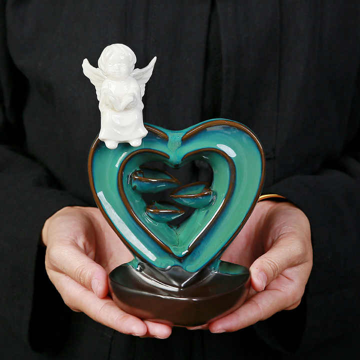 Angel Heart Ceramic Incense Burner - Aromatic Home Decor