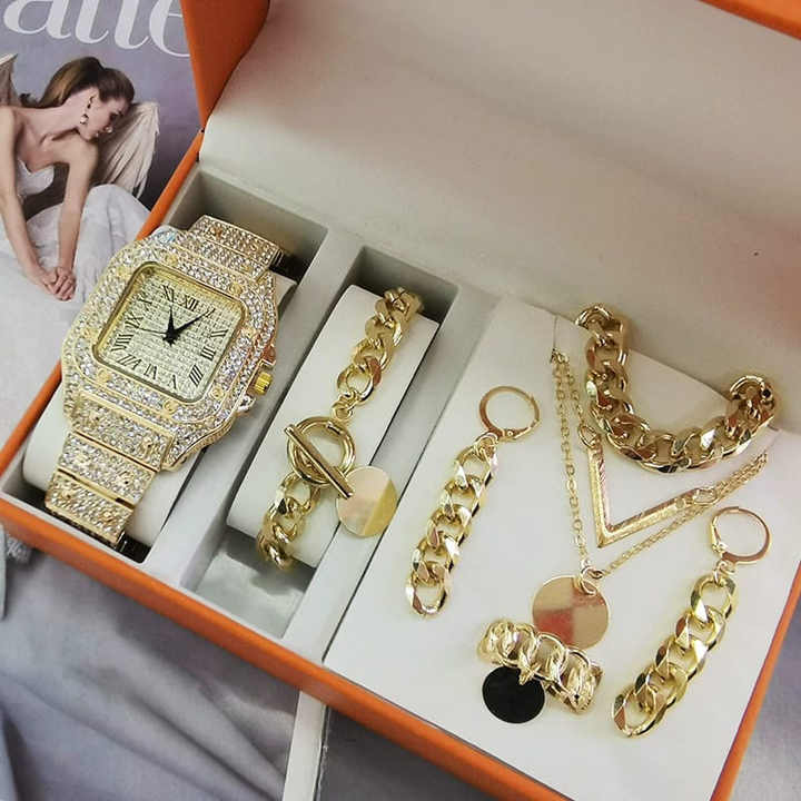 2024 New Fashion 5Pcs Set Watch Women Quartz Watch Design Bracelet ...