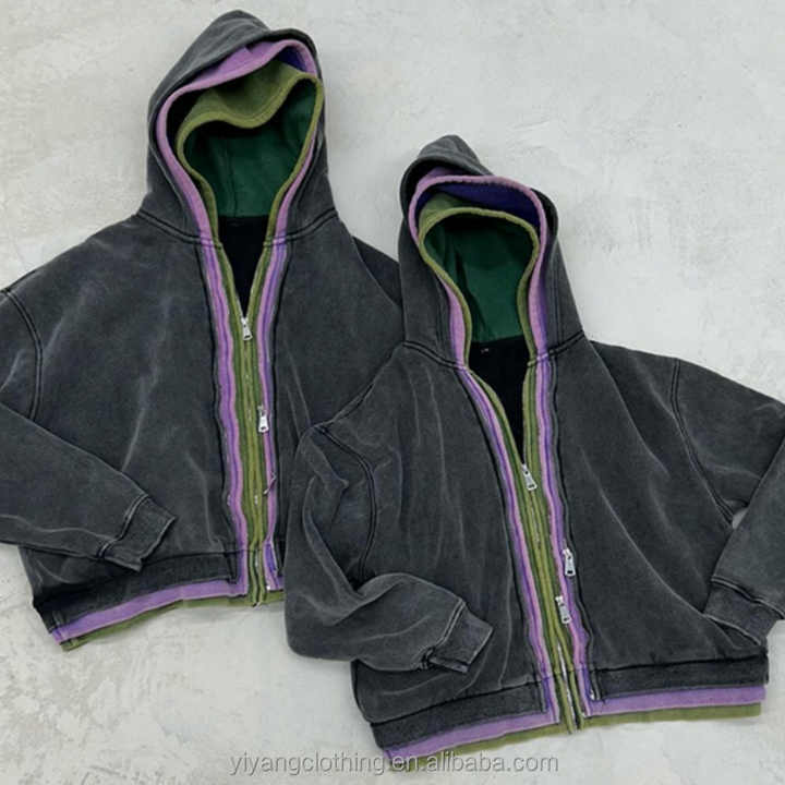 Hoodie Manufacturers Streetwear Heavyweight Cotton Boxy Cropped Triple ...