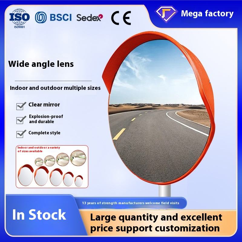 Convex Mirror Black PC Material Wide Angle Indoor and Outdoor Traffic ...
