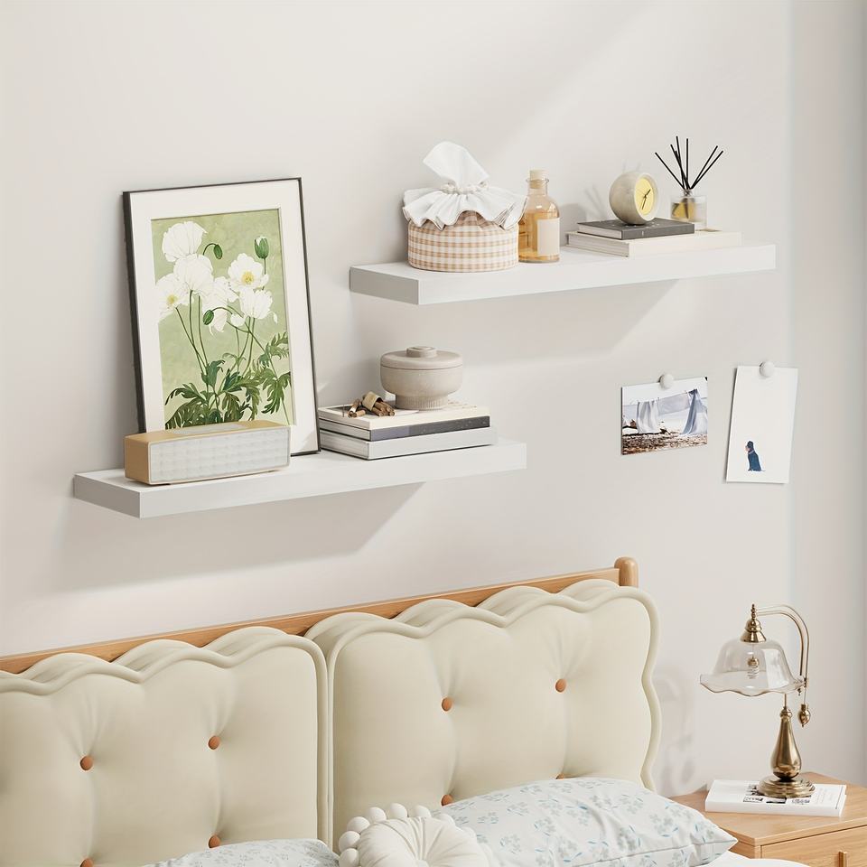 Floating Shelves 2pcs 22" White Hanging Shelf for Wall Decor Invisible ...