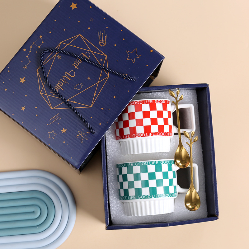 Wholesale Simple Checker Double Cup Set - Customizable Gifts