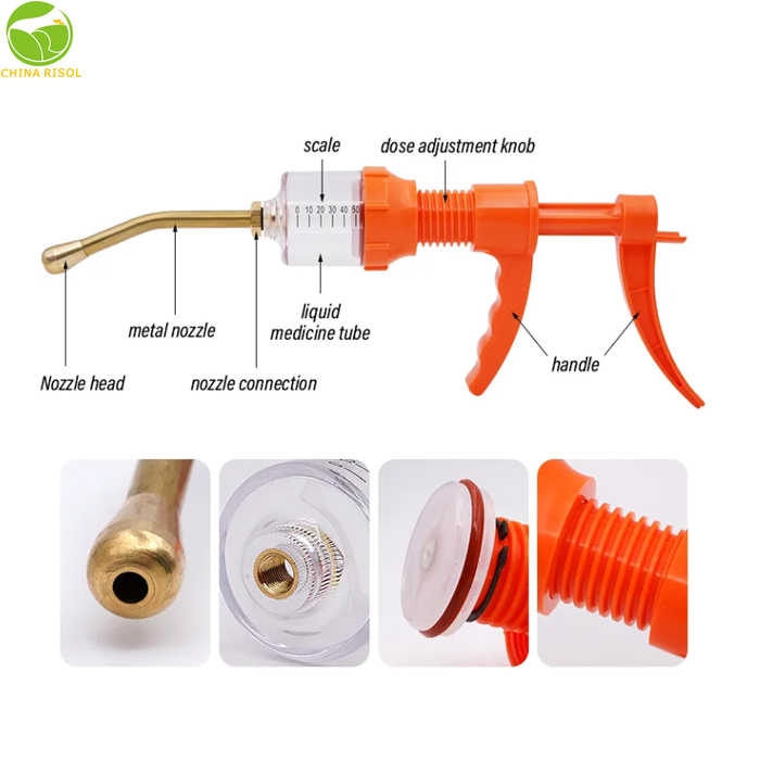 Copper Metal Drench Gun Syringe for Livestock Cattle Pig Sheep Goat Cow ...