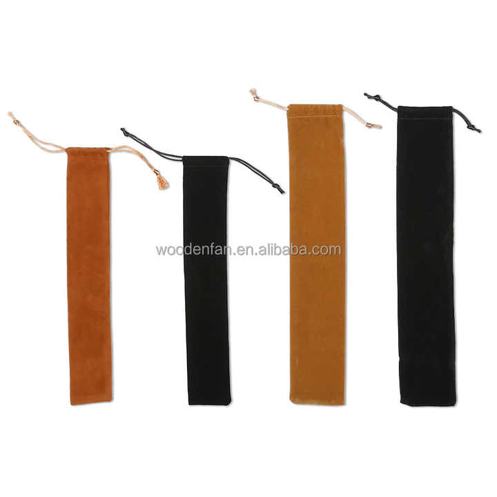 Velvet Folding Hand Fan Bag Fan's Pocket Bag Black Fabric Sleeve Hand ...