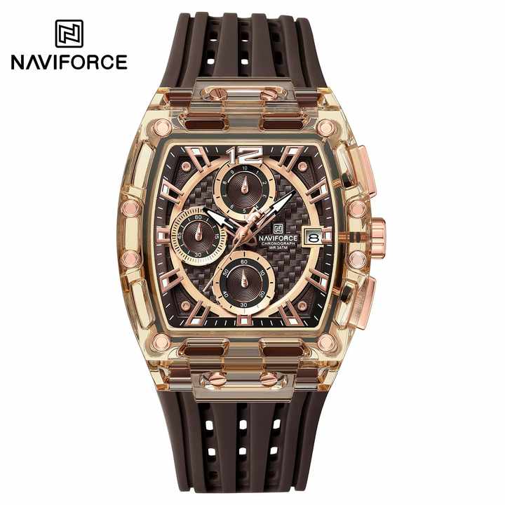 New NAVIFORCE Watch NF Logo 7105 Casual Quartz Silicone Band Watches ...
