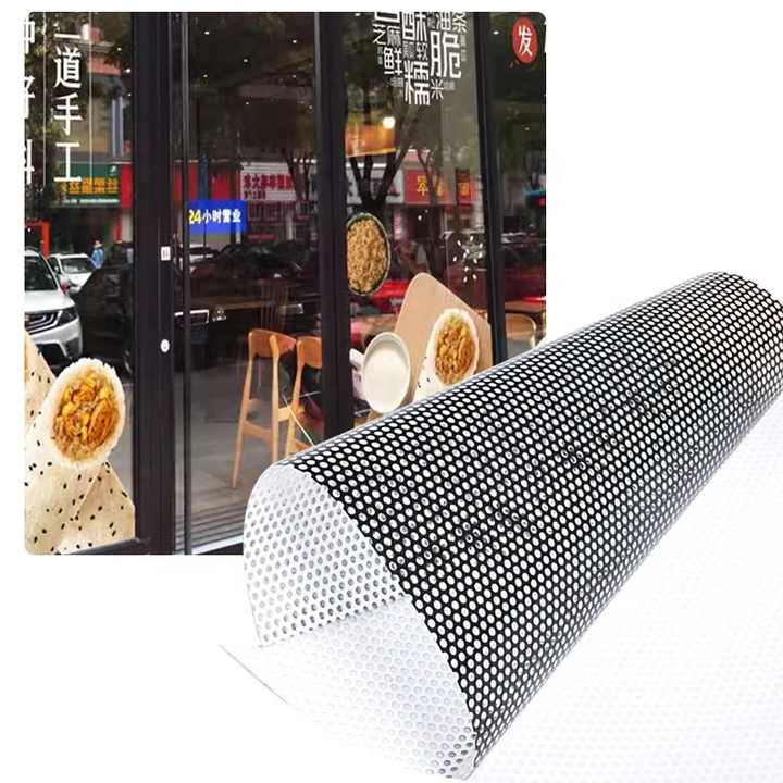 LETOP White Perforated One Way Vision Print Media Vinyl Privacy Window Film Plastic PVC & Paper ...