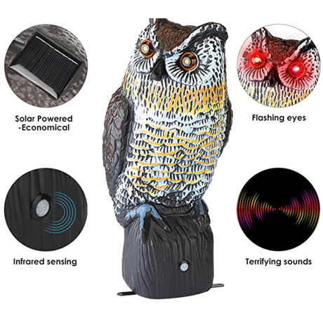 Customized Motorized Owl Decoy - Deter Birds in Gardens