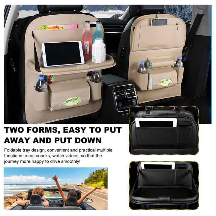 Car Seat Back Pocket, Waterproof Leather Auto Back Seat Organizer for ...