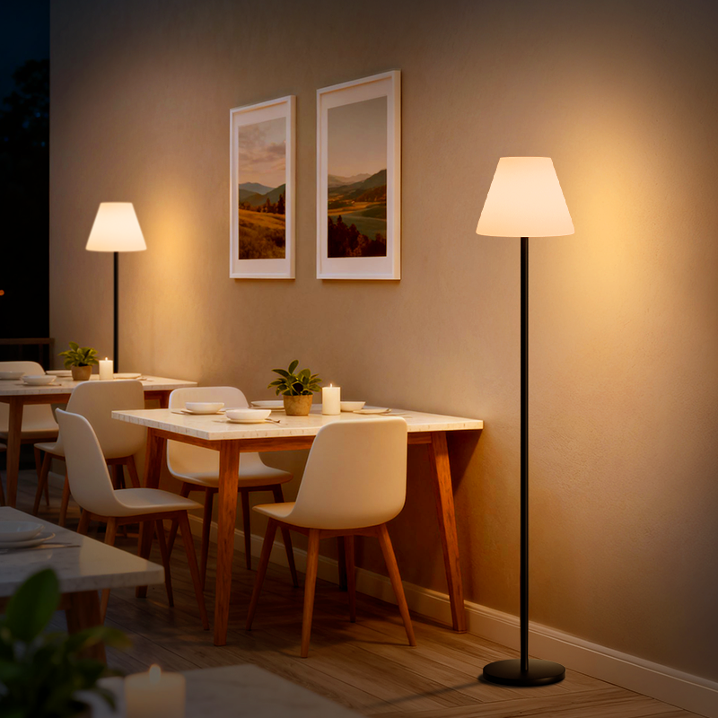 Modern Floor Lamp Simple Design with White Shade, Foot Pedal Switch ...