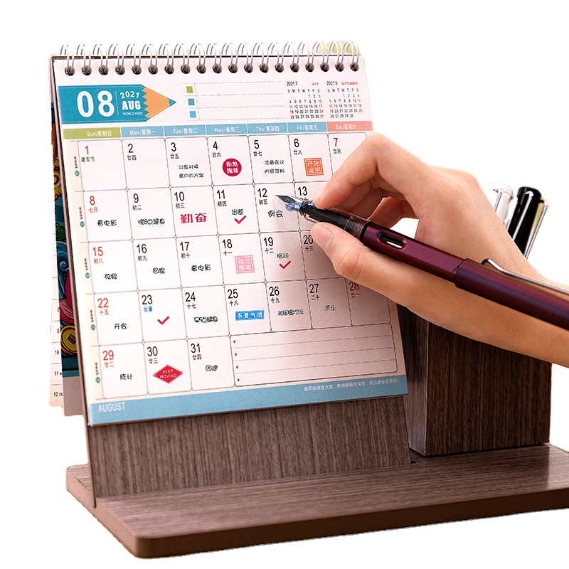 Wooden Calendar Stands - Custom Solid Wood Table Decor