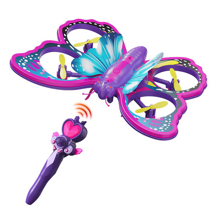 Flying remote control rc butterfly drone quadcopter toys for kids with ...